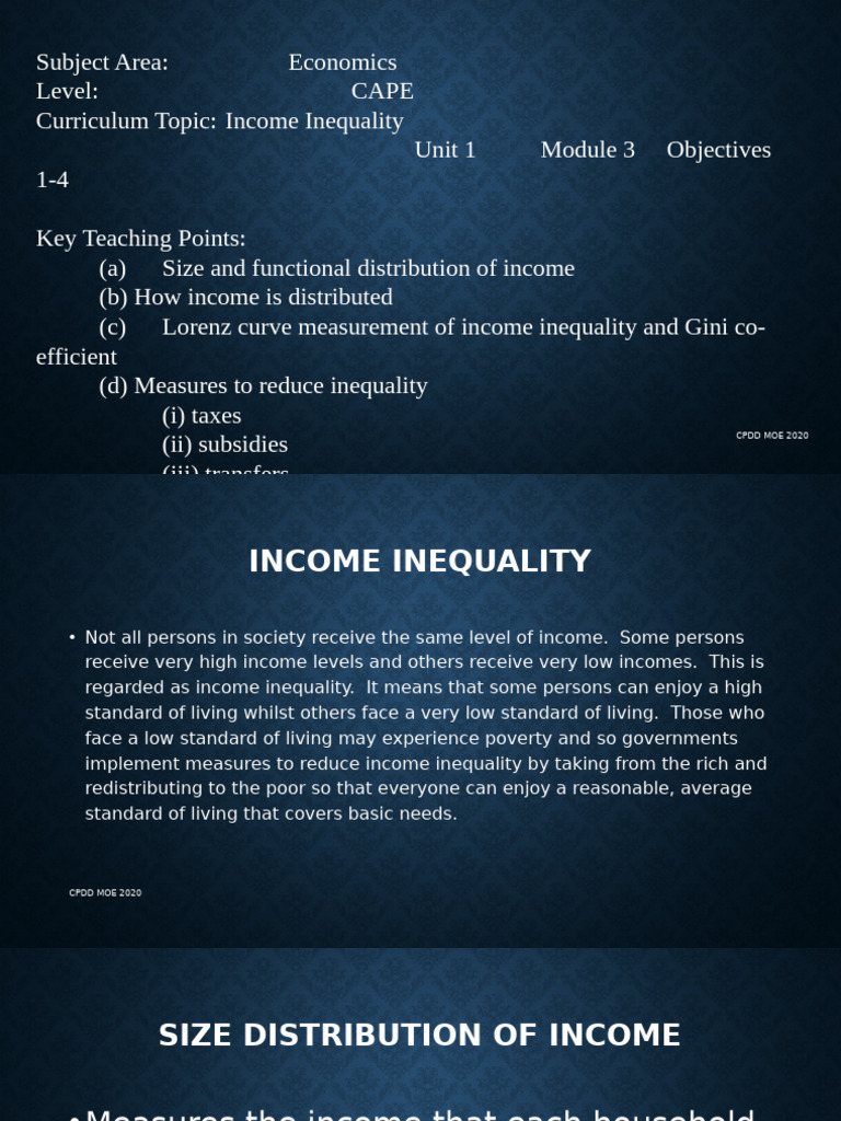 CAPE Economics U1 M3 Topic 3 Obj 1-4 Income Inequality | PDF | Income ...