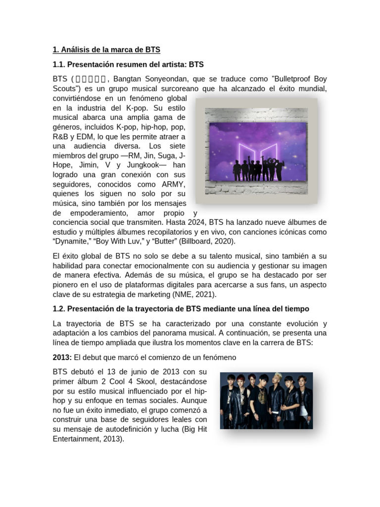 Análisis de la marca BTS: Éxitos y marketing | PDF | Musica Popular