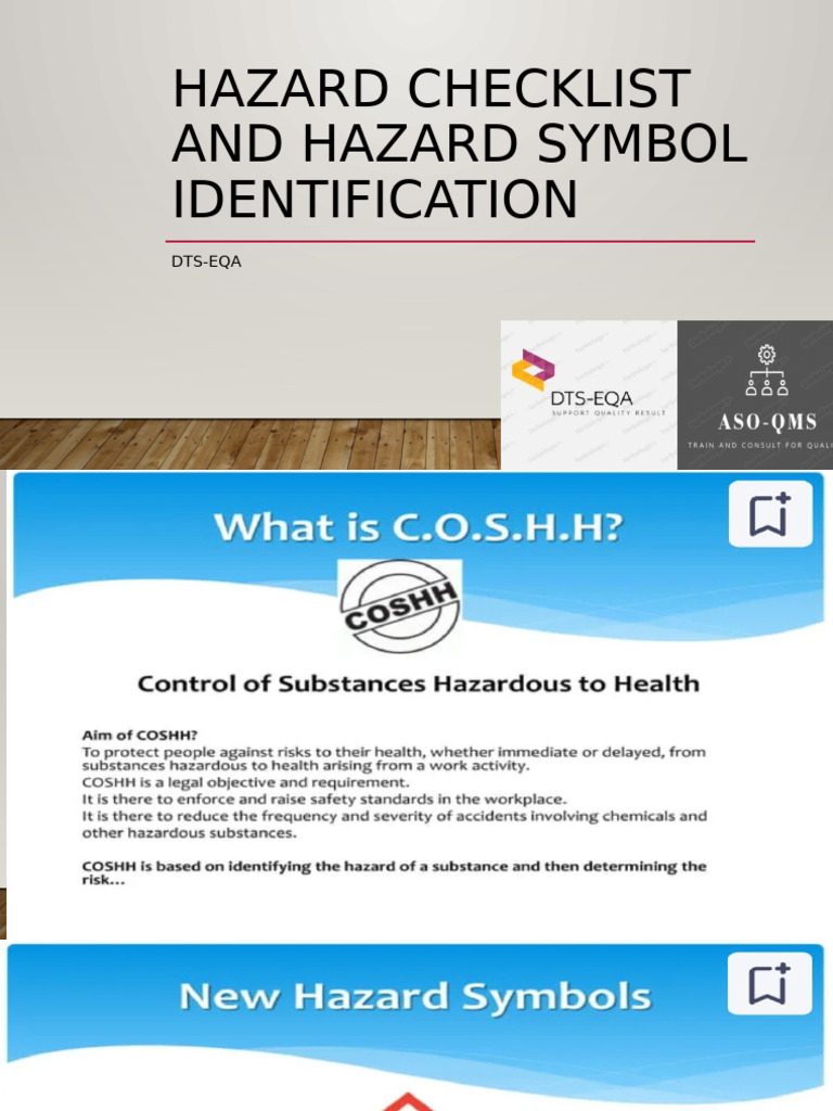 HAZARD CHECKLIST AND HAZARD SYMBOL IDENTIFICATIONa | PDF