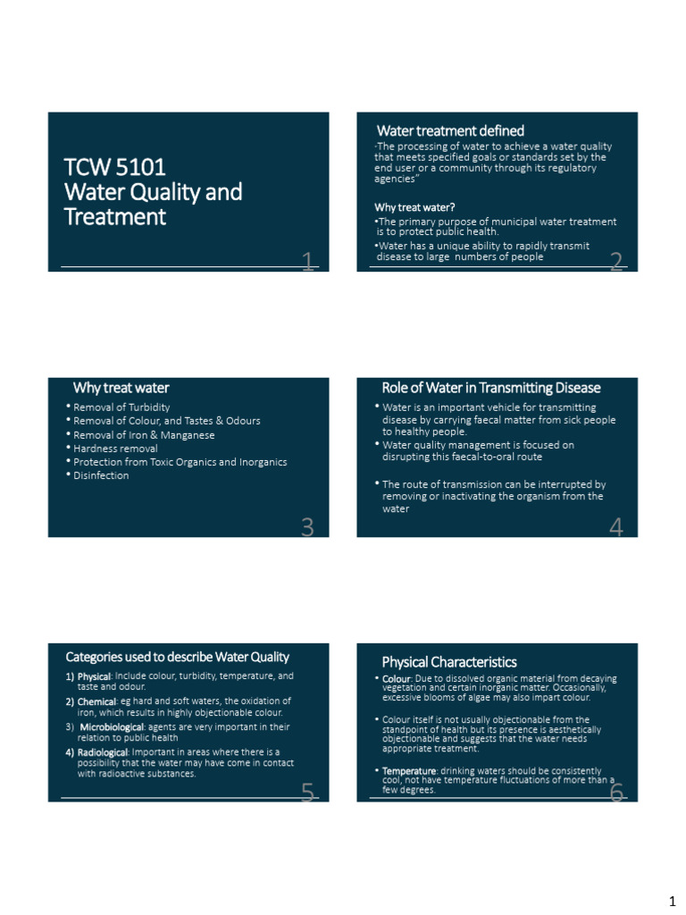 Water Quality Treatment Overview | PDF | Water Treatment | Water ...