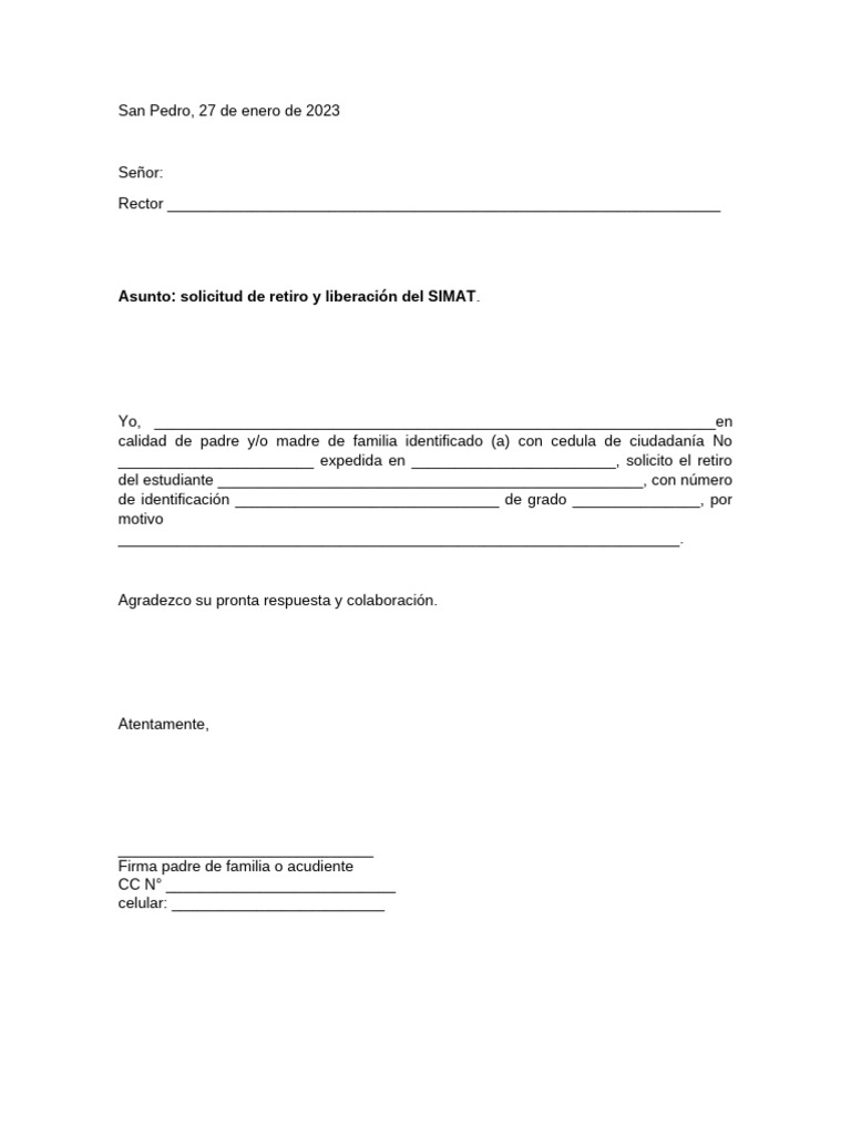 Solicitud Retiro | PDF