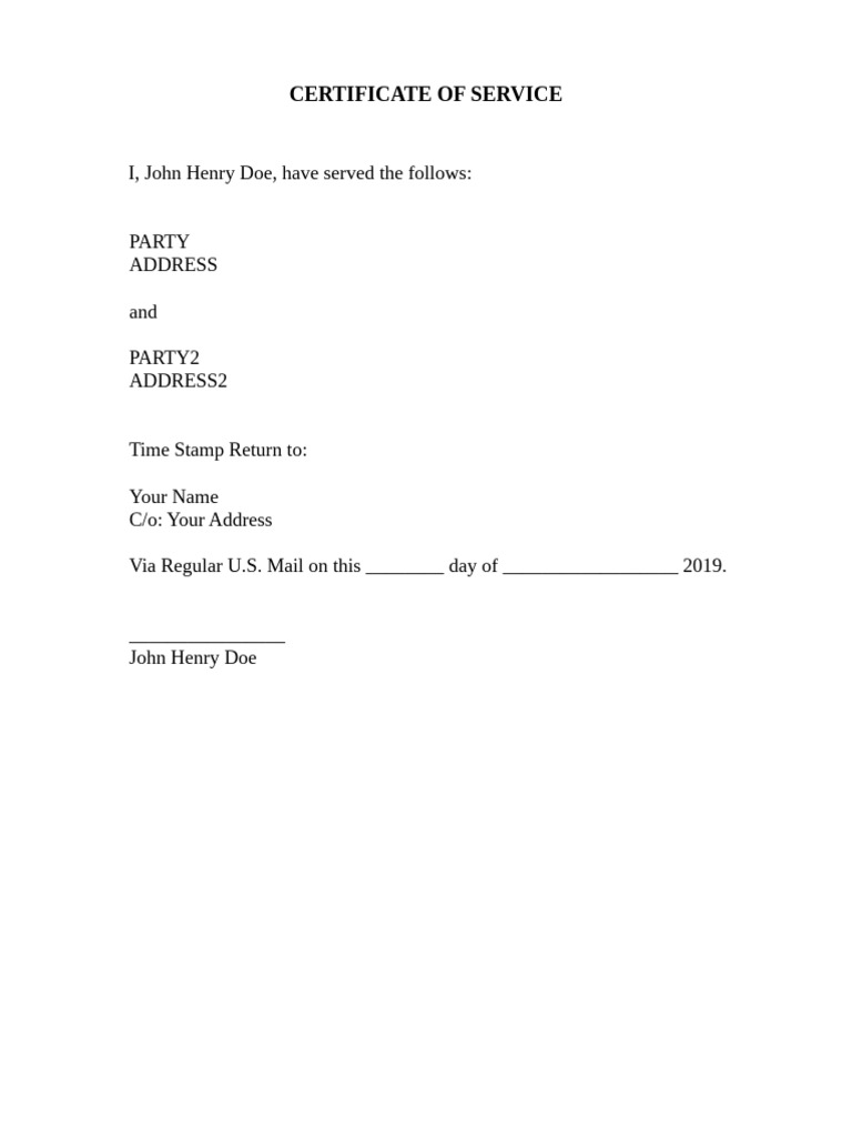 Certificate of Service - James | PDF