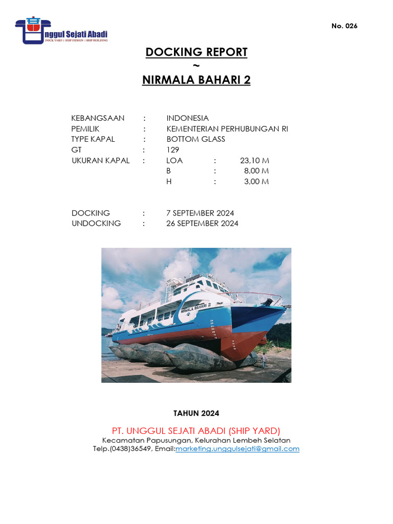 Docking Report Nirmala Bahari 2 | PDF
