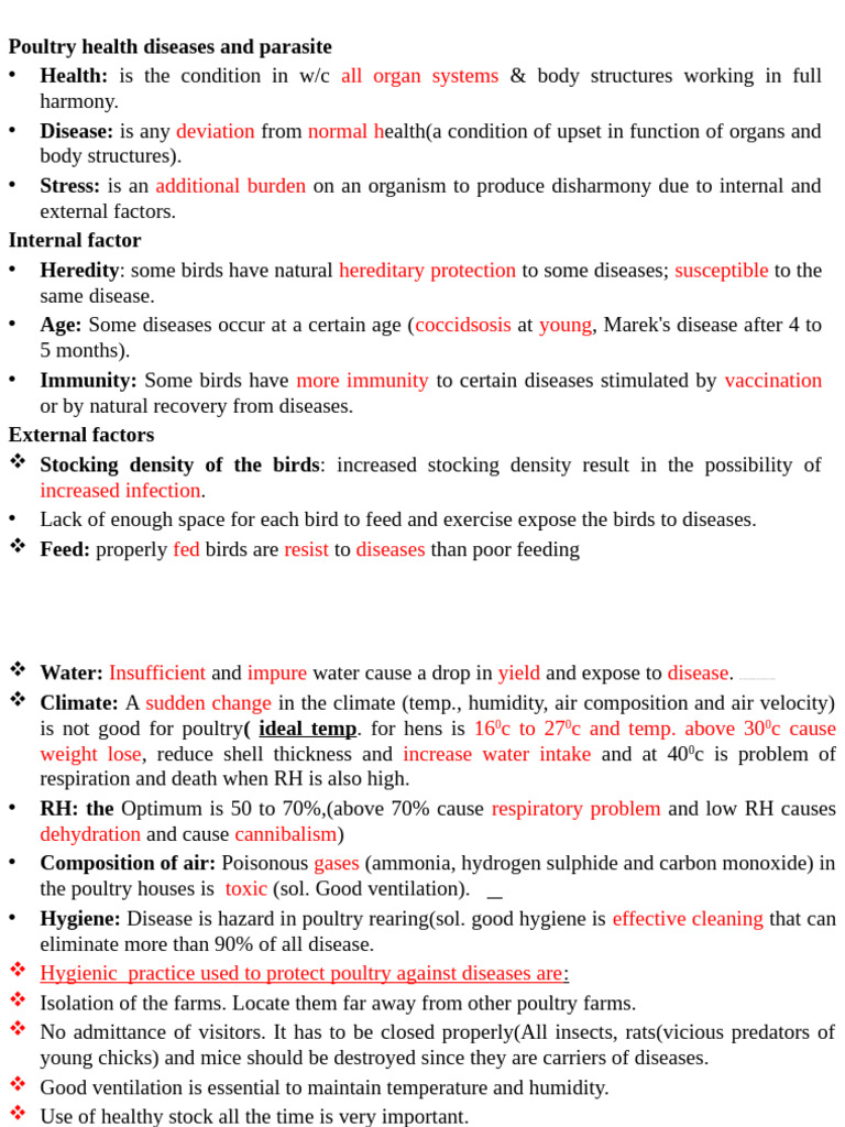 Poultry Health Diseases and Parasite | PDF | Diarrhea | Poultry