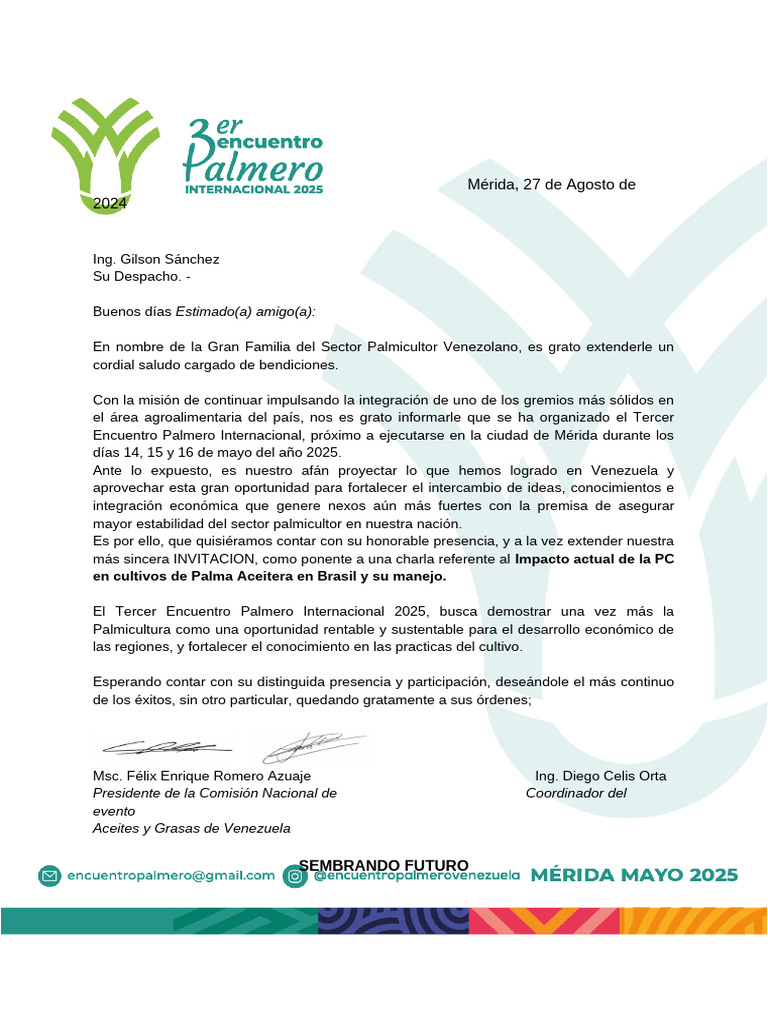 Carta Inv. Ing. Gilson Sanchez | PDF