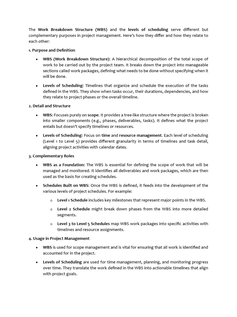 WBS and The Various Levels of Schedule | PDF | Project Management ...