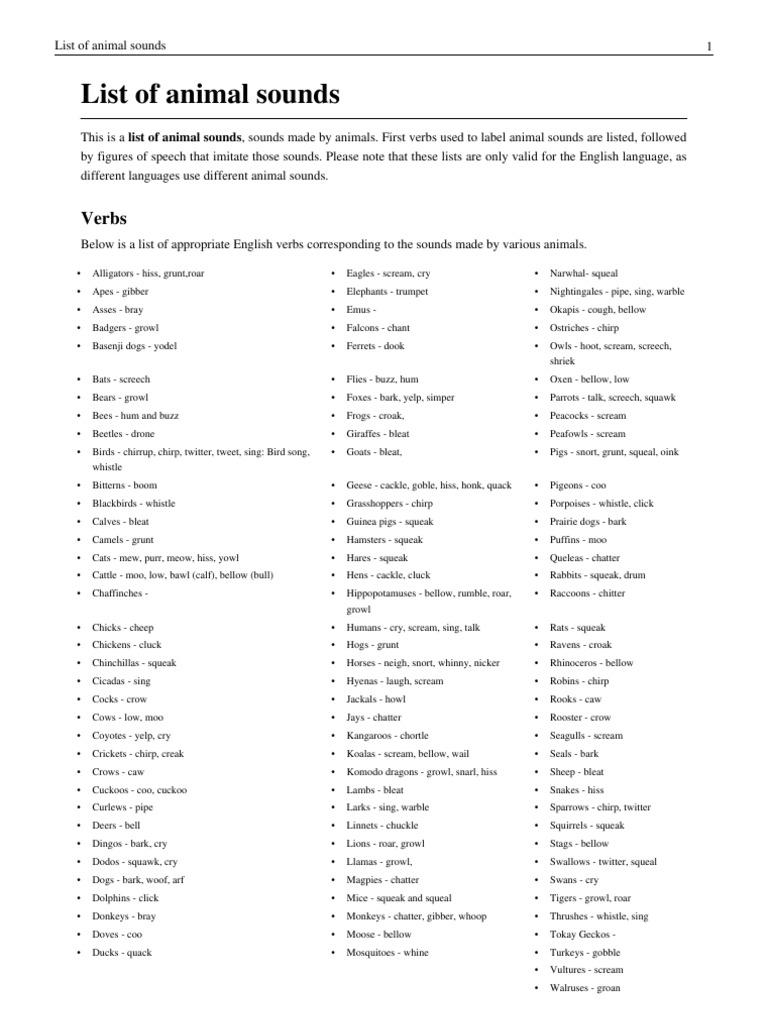 A Comprehensive Catalog of Animal Sounds Across Species | PDF | Animals ...