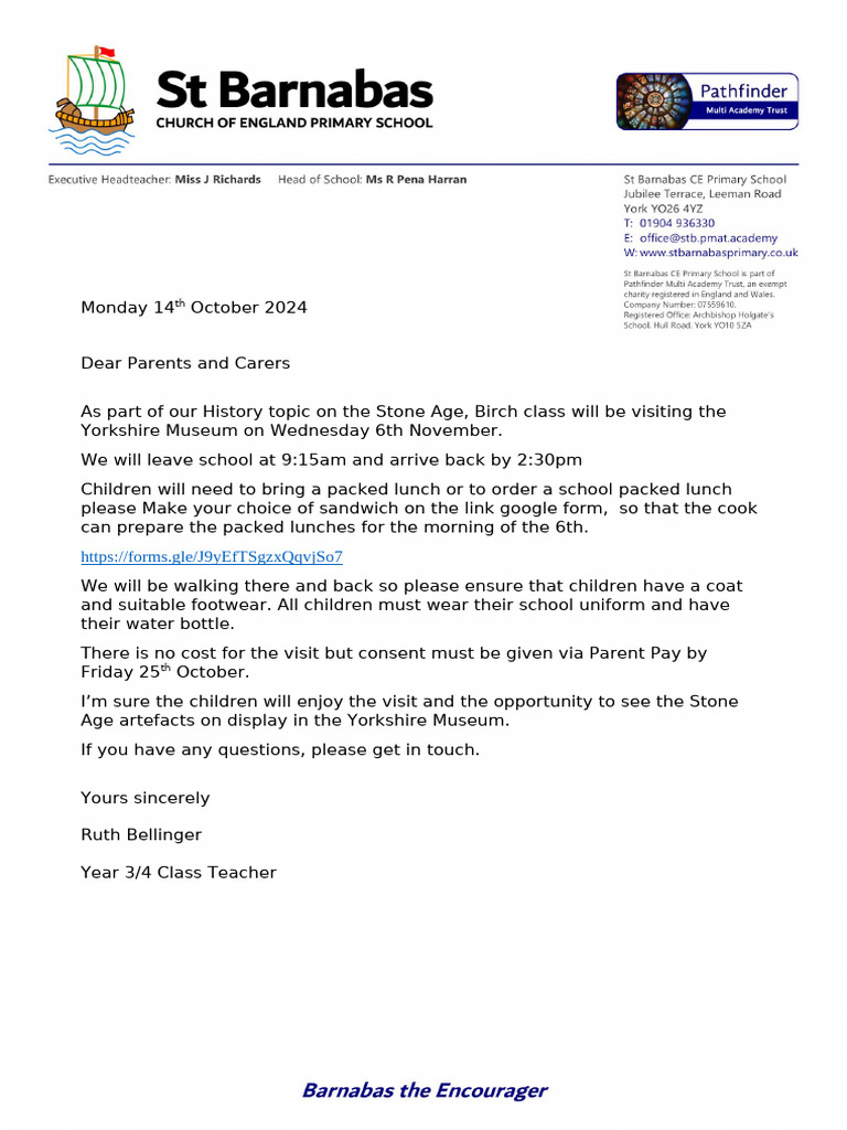 Birch Class Trip - Yorkshire Museum | PDF