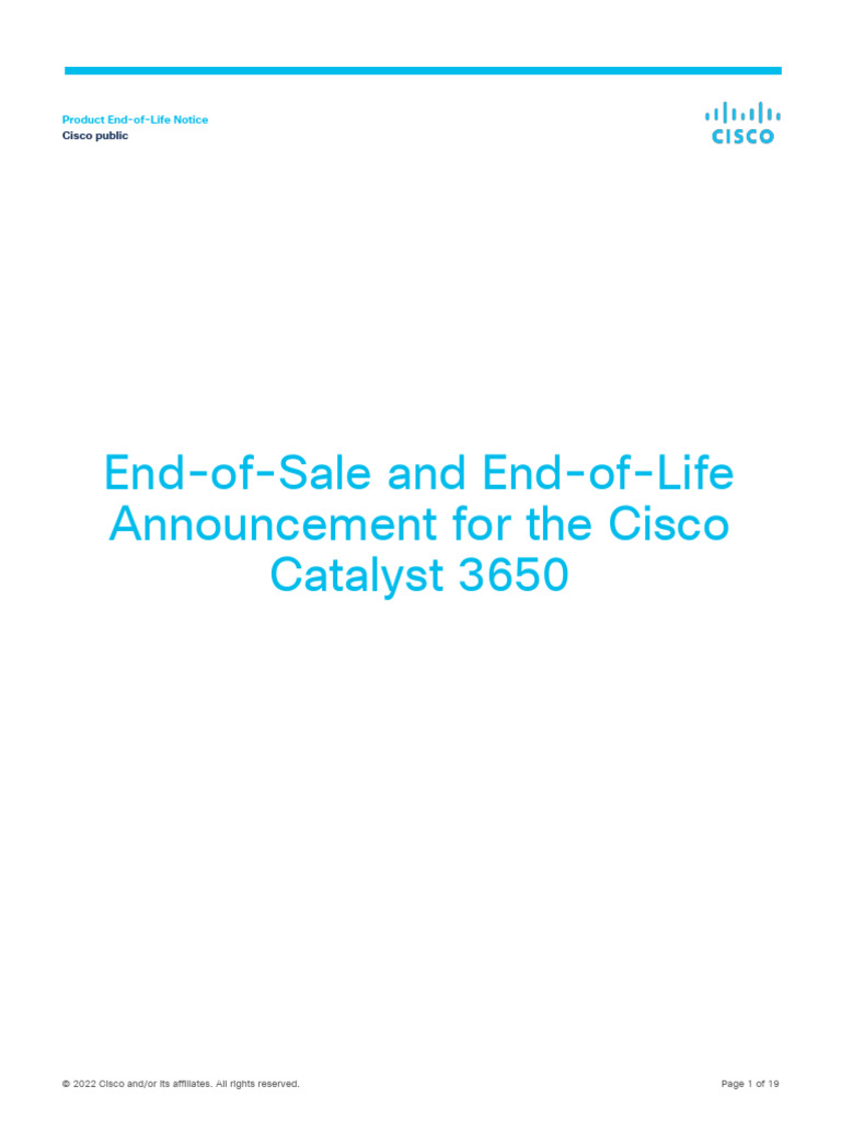Cisco Catalyst 3650 Switch Eos Eol Cisco Annoucement | PDF | Software ...