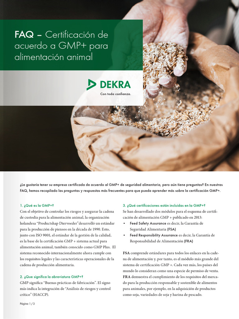 Dekra Cert Faq GMP A4 Es | PDF | Calidad (comercial) | Seguridad ...