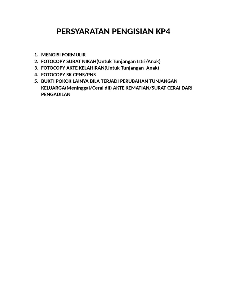 Persyaratan Pengisian KP4 | PDF