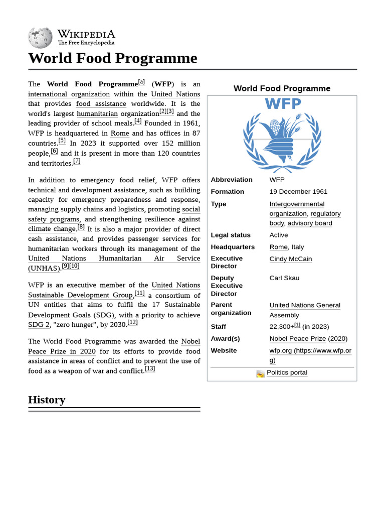 World_Food_Programme (1) | PDF | World Food Programme | Hunger