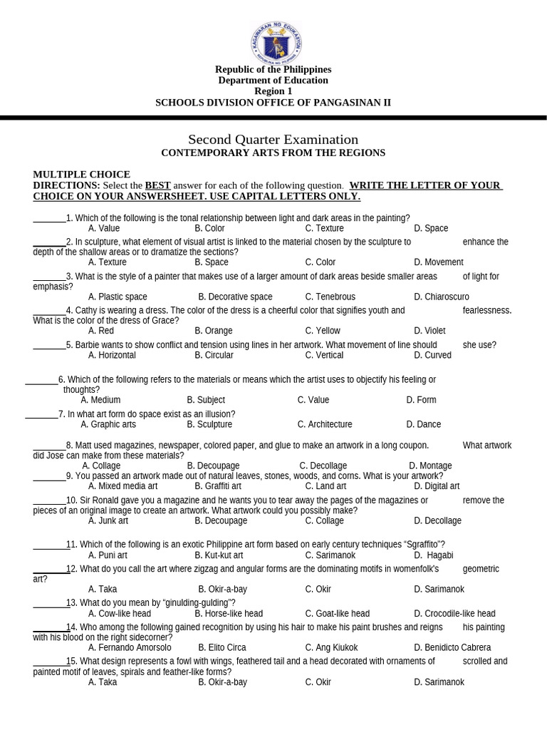Cpar 2nd Quarter Exam Reviewer | PDF | Collage | Paintings
