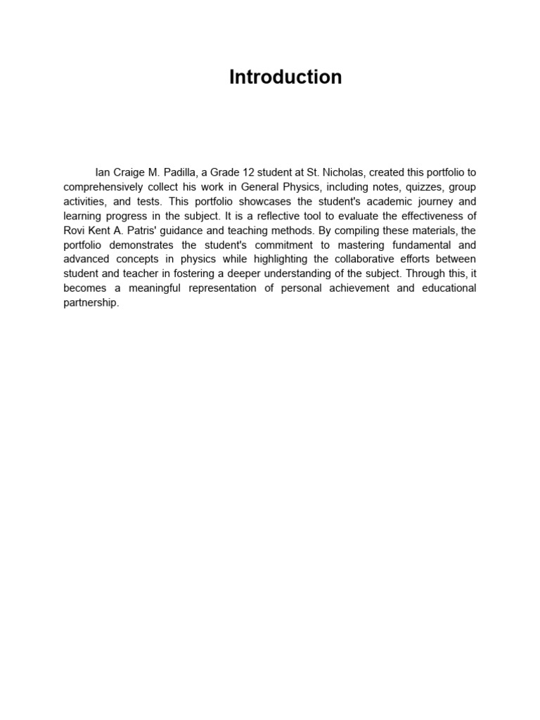 Grade 12 Physics Portfolio by Ian Padilla | PDF