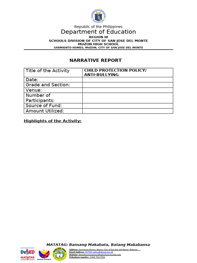 Narrative Report CPP 2023 2024 | PDF