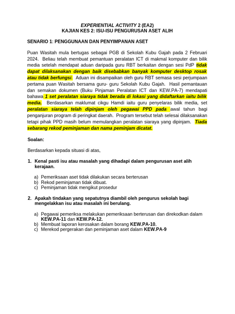 EA2_Isu_Isu_Pengurusan_Aset_SOALAN | PDF