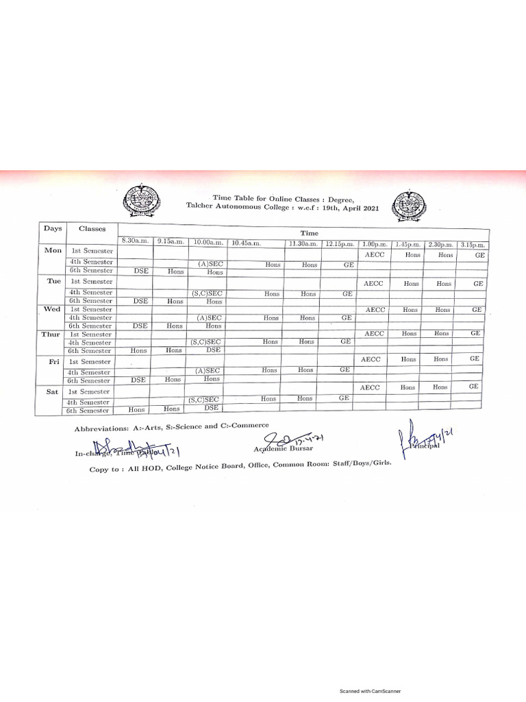 Online Degree Time Table | PDF