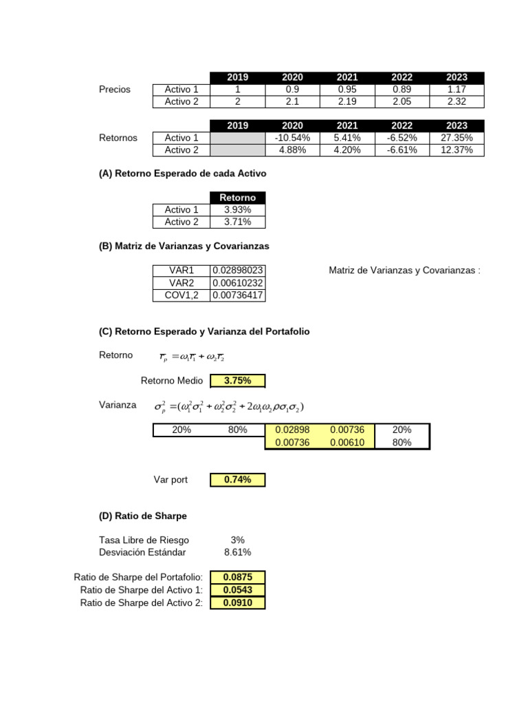 Solución Ejercicios 6 - Retorno y Riesgo | PDF | Análisis de los datos | Estadísticas descriptivas