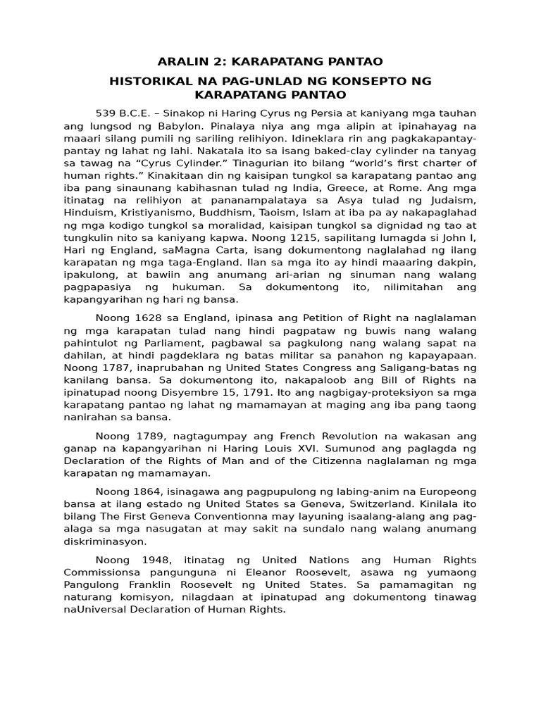 Historikal NG Karapatang Pantao | PDF