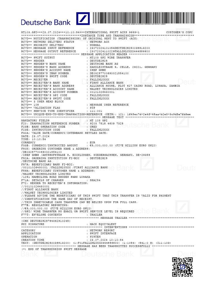DB Fin103 Isep Walnet Semiauto 230724 | PDF | Wire Transfer ...