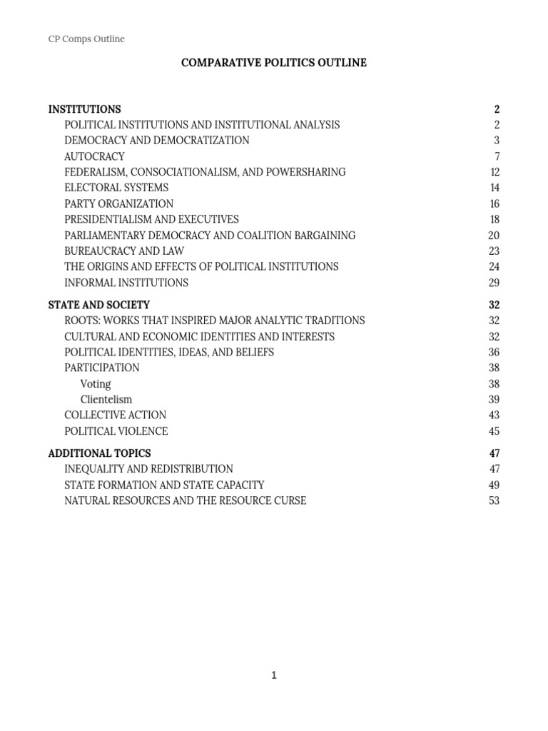 Comparative Politics Outline | PDF | Democratization | Voting