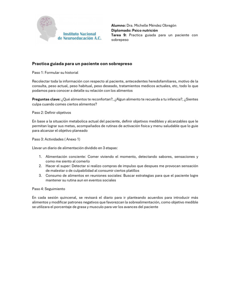 Tarea 9 Practica guiada | PDF | Obesidad | Nutrición