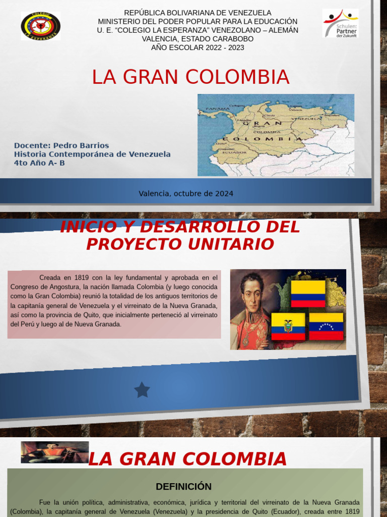 La Gran Colombia. 4to Año | PDF | Venezuela | Gobierno
