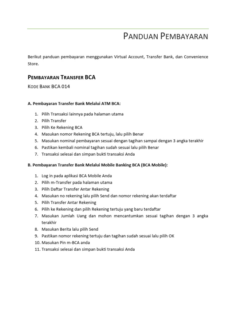 Panduan Pembayaran | PDF