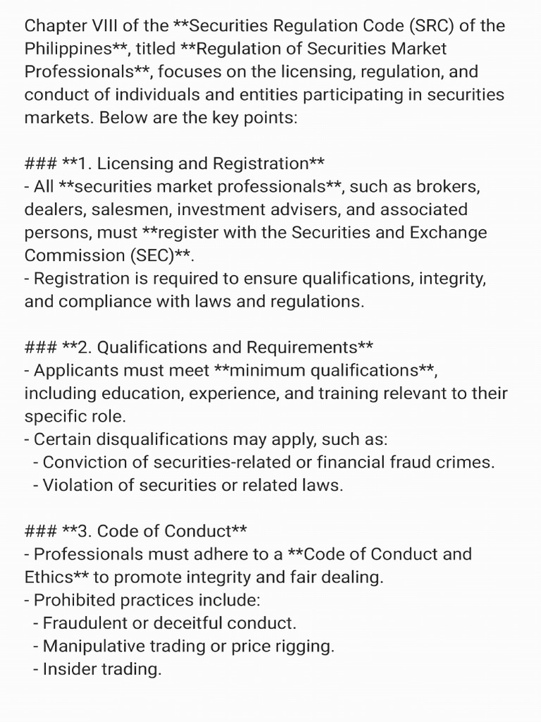 CHAPTER 8 Securities Regulation Code | PDF