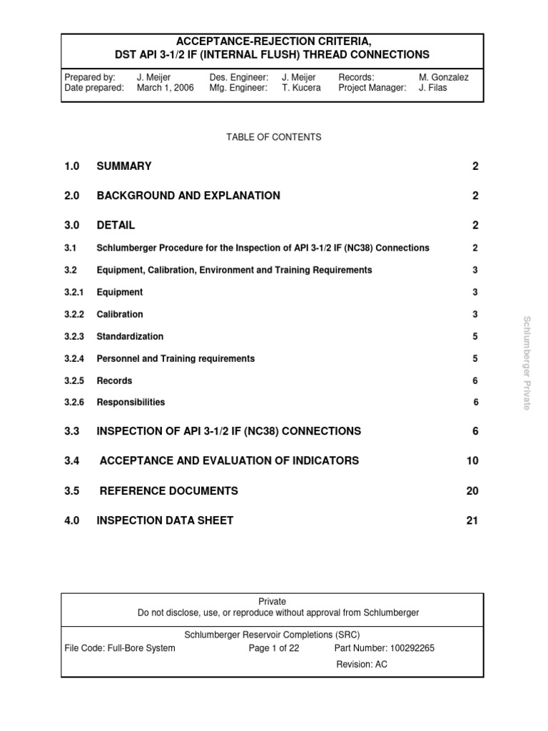 API 3-1/2 IF Thread Inspection Guide | PDF | Calibration | Pipe (Fluid ...