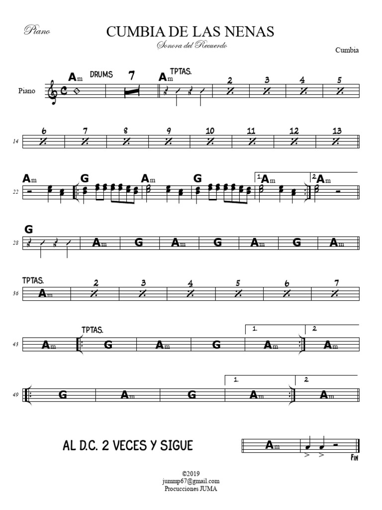 Cumbia de Las Nenas Piano | PDF