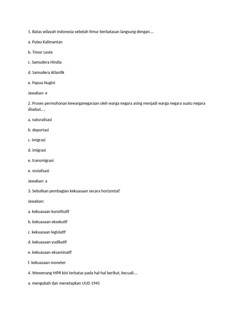 Latihan Soal PKN 2 | PDF