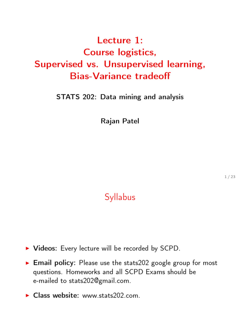 Lec 1 | PDF | Mean Squared Error | Dependent And Independent Variables