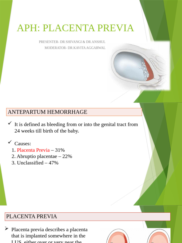 Aph: Placenta Previa: Presenter-Dr - Shivangi & DR - Anshul Moderator ...
