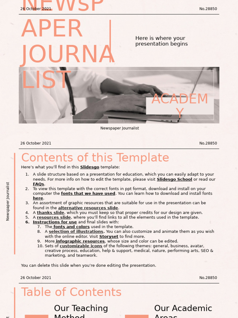 Newspaper Journalist Presentation Template | PDF | Planets | Planets In ...