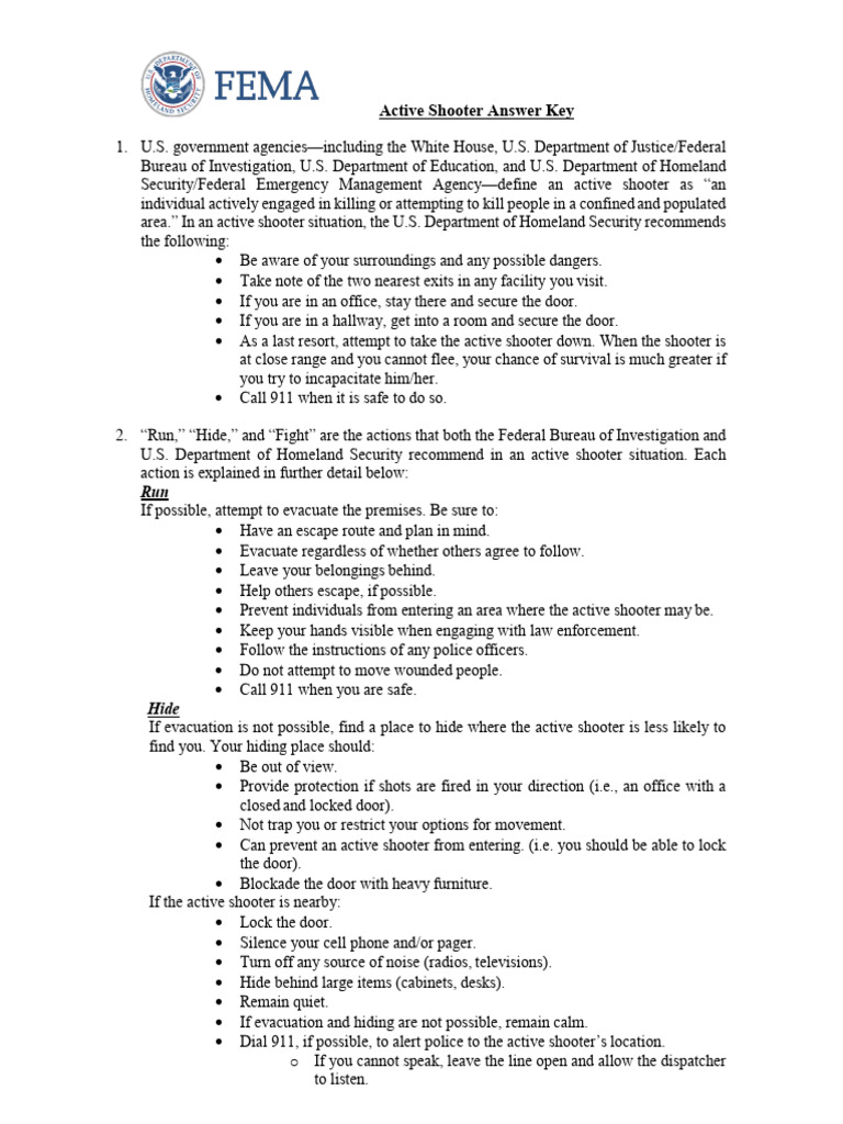 Active Shooter Response Guidelines | PDF | National Security