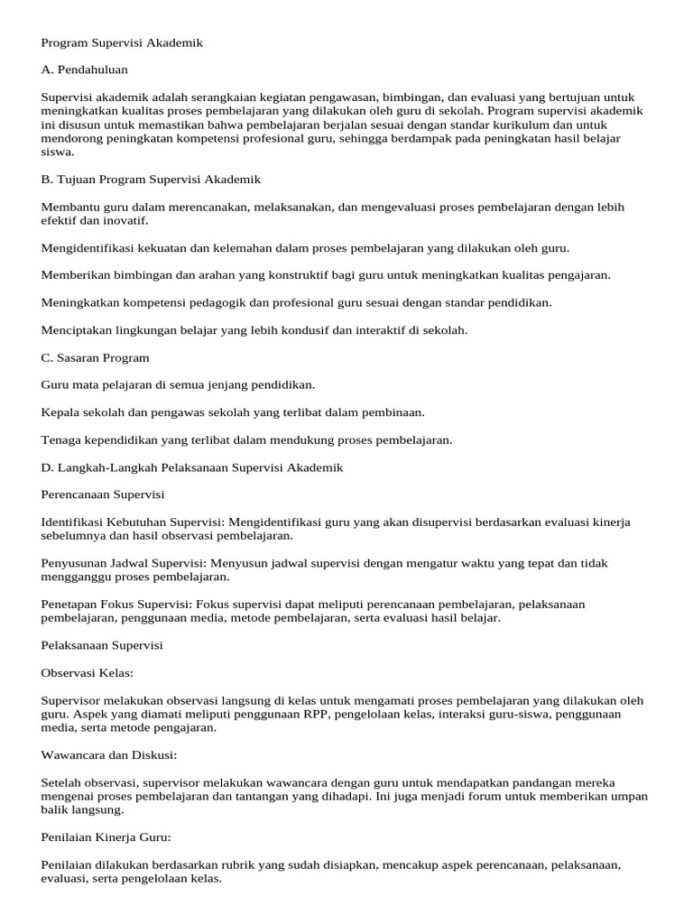 Program Supervisi Akademik | PDF