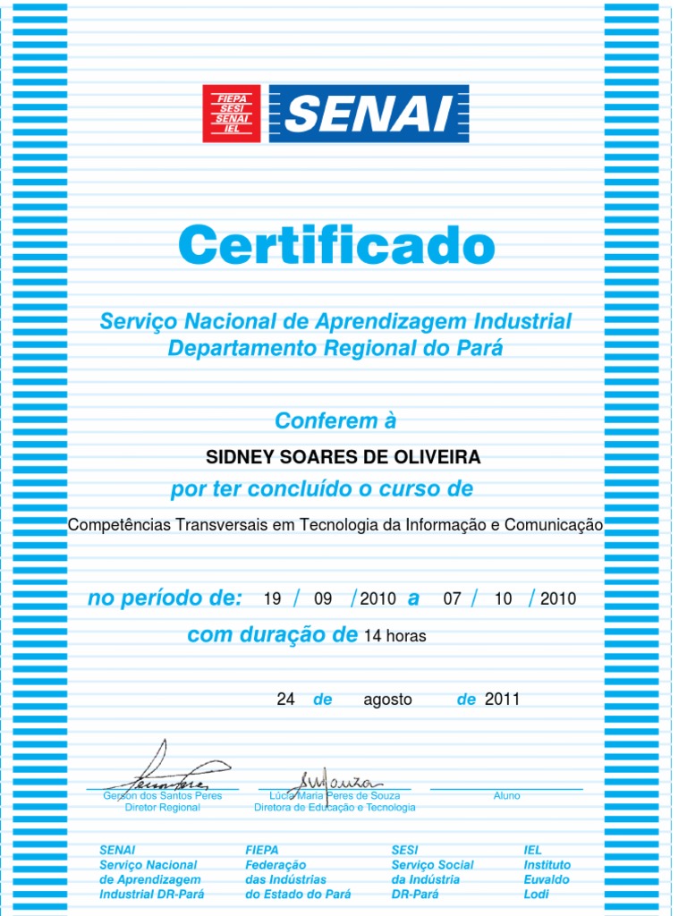 Certificado Senai | PDF
