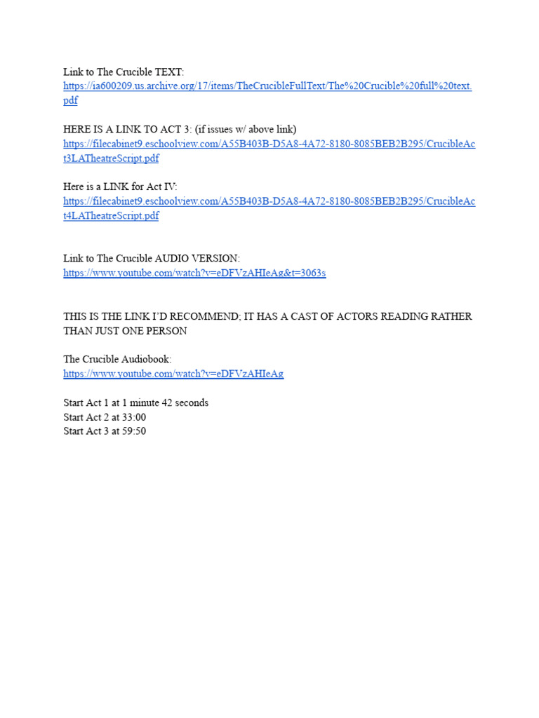 The Crucible Full Text and Audio Links | PDF