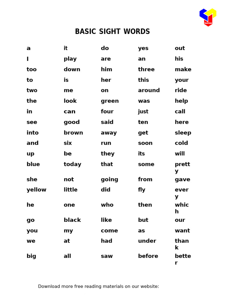 BASIC SIGHT WORD | PDF