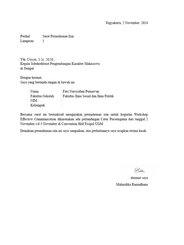 Format Surat Izin | PDF