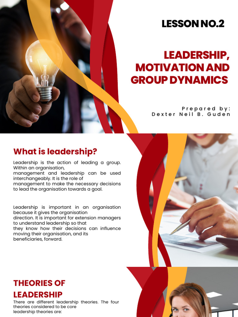 Module 1 Lesson No.2 Leadership, Motivation and Group Dynamics | PDF ...