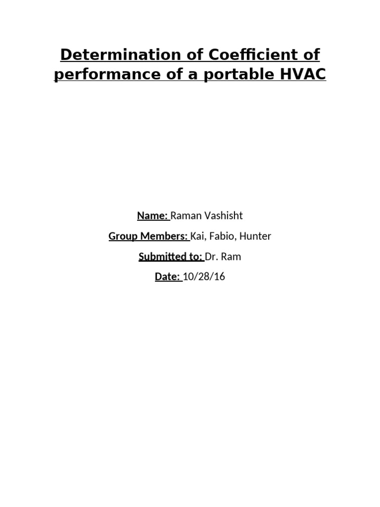 HVAC Coefficient of Performance Analysis | PDF | Heat | Humidity