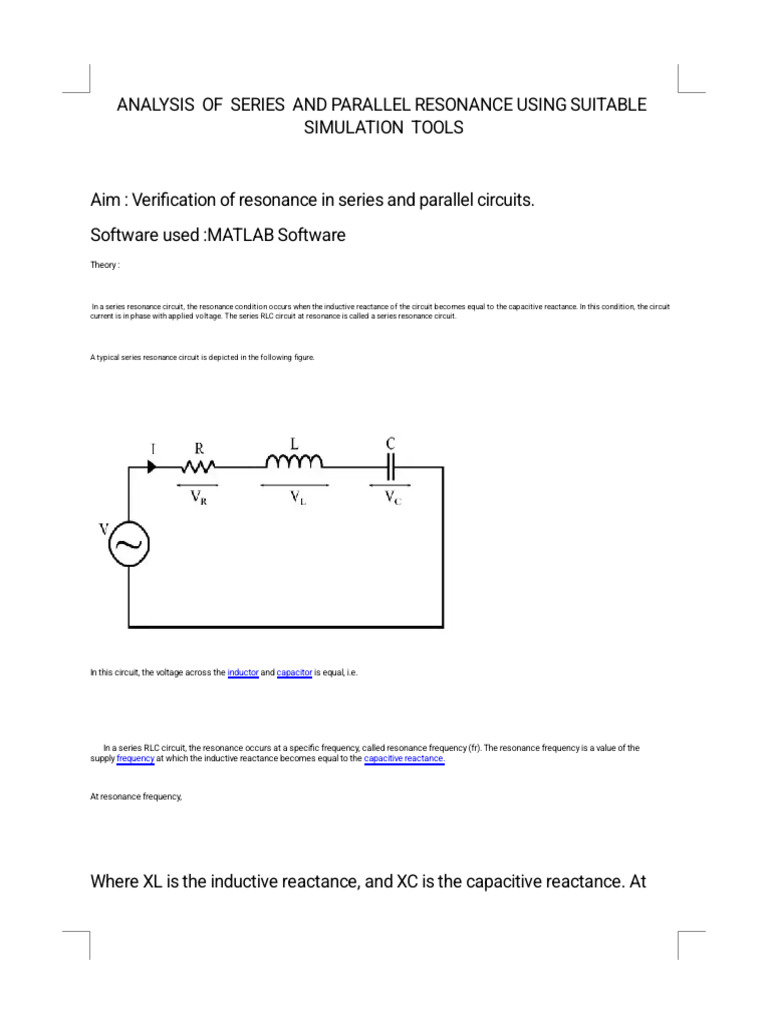 Series and Parallel Resonance | PDF | Electrical Network | Capacitor