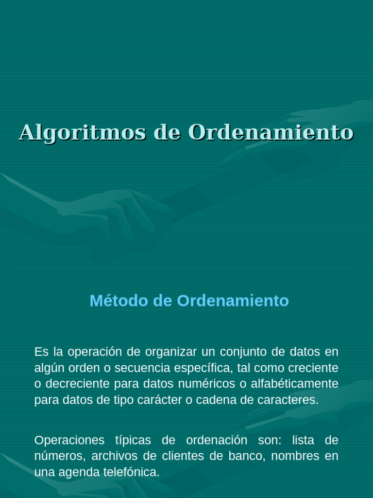 Cuarta Semana Algoritmo Ordenamiento | PDF | Algoritmos | Ciencias de ...