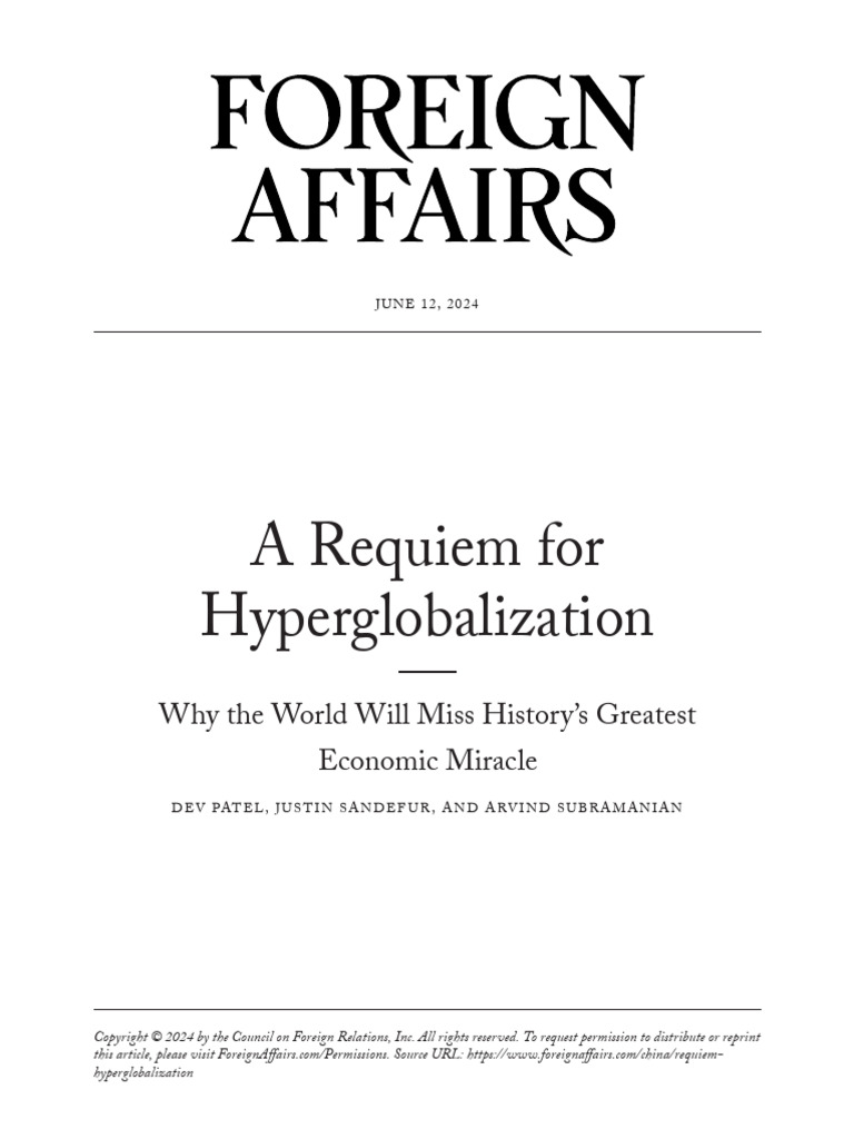 A Requiem For Hyperglobalization 2024 06 12 13 48 | PDF | Developing ...