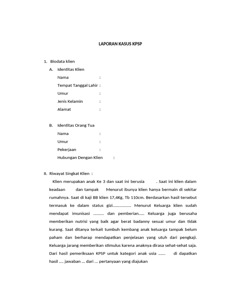 Laporan Kasus KPSP | PDF
