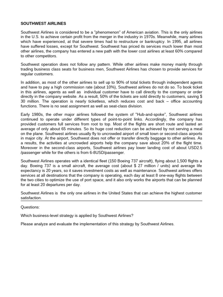 SOUTHWEST AIRLINES | PDF | Airlines | Southwest Airlines