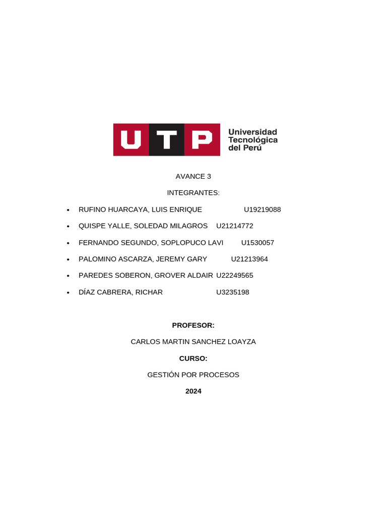 Gest. Por Proceso - Avance 3 - Original | PDF | Business | Economias
