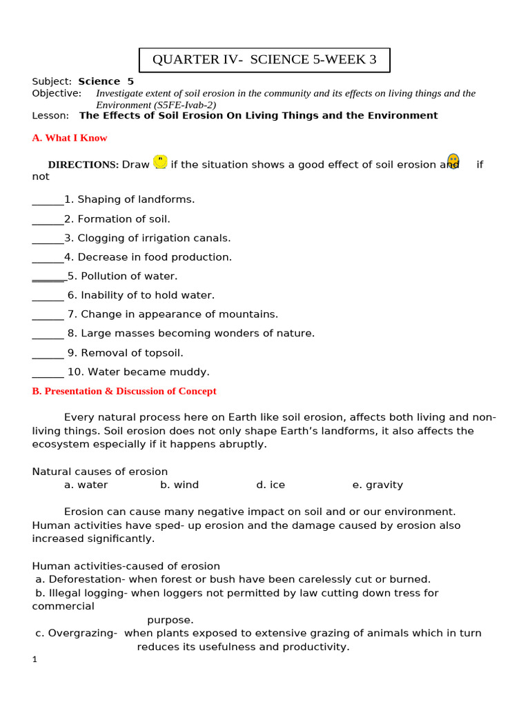 SCIENCE-Q4-WEEK-3 | PDF | Soil | Erosion